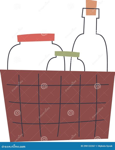Basket With Glass Jars Stock Vector Illustration Of Woman 290122267