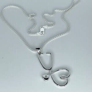Sterling Silver Heart Stethoscope Pendant Necklace Nurse Etsy