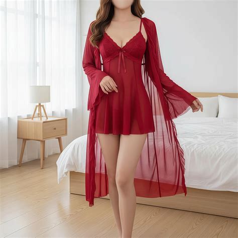 Curvy Romantic Lingerie Set Pink Sheer Lace Nightdress With Matching
