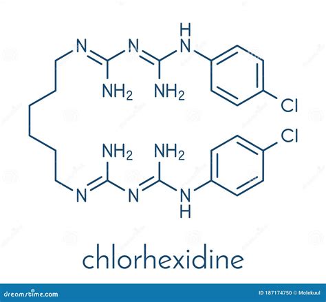 Chlorhexidine Chg Skeletal Formula And Structure Cartoon Vector