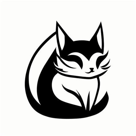 Premium Vector Simple Clean Cute Cat Logo Black And White Vector Illustration Flat