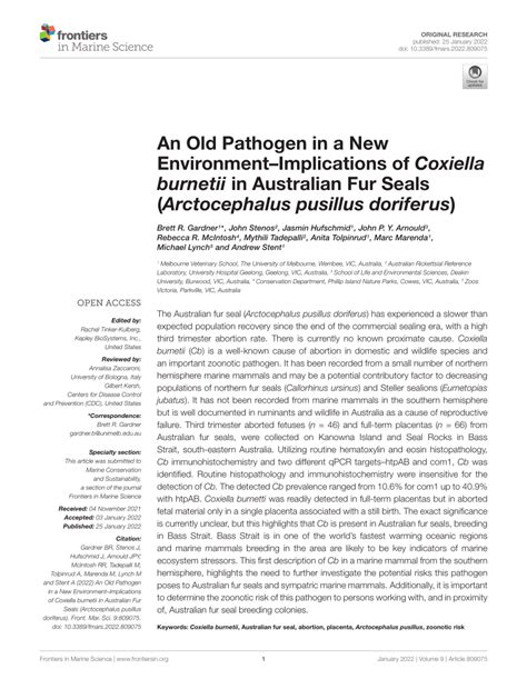 Pdf An Old Pathogen In A New Environment Implications Of Coxiella