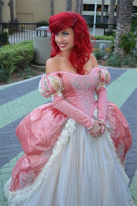 Ariel Cosplay Pink And White Dress Ariel Wedding Dress Costume Human