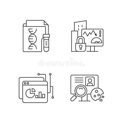 Sensitive Data Types Linear Icons Set Stock Vector Illustration Of Private Contour 227797593