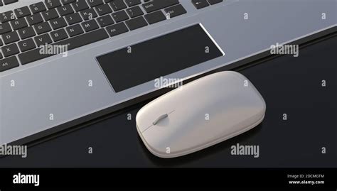 Computer Mouse And Laptop Touchpad On Black Color Background Closeup