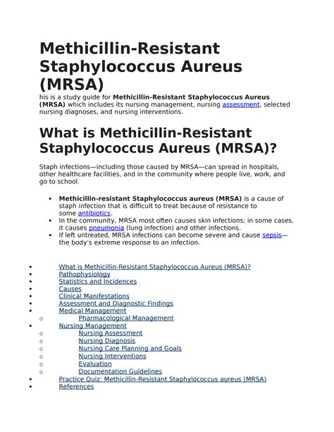 Easy Nursing Methicillin Resistant Staphylococcus Aureus Mrsa