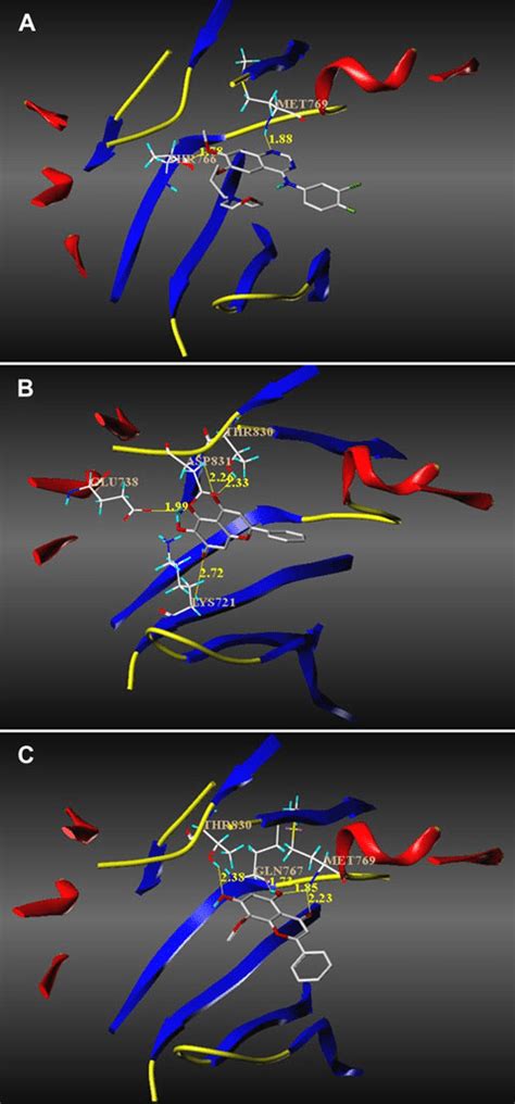 Binding Mode Of The Compounds With The Active Site Of Tyrosine Kinase