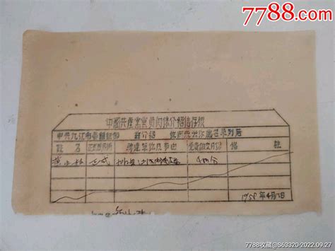 中国共产党党员关系介绍信介绍信函图片鉴赏收藏价值7788怀表收藏