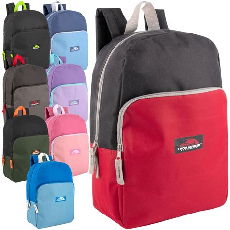 24 Pack Of Bulk Wholesale Two Tone Color Backpacks For Travel And