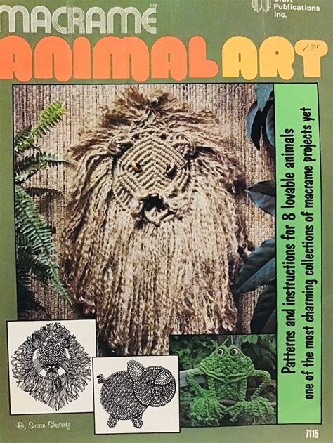 Macrame Pattern Book Macrame Animal Art Lion Giraffe Poodle Frog Pig