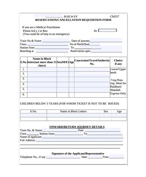 Free 9 Sample Reservation Forms In Pdf