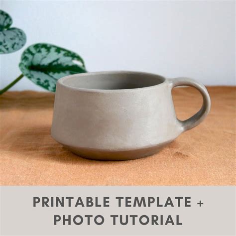 Wide Conic Mug Pottery Template For Slab Building Large Tea And
