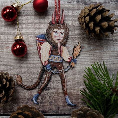 Retro Style Krampus Wooden Hanging Ornament Original Design Krampus