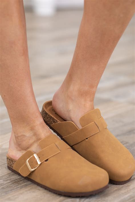 Taupe Round Clog Slide With Buckle · Filly Flair