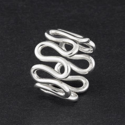 Wide Sterling Silver Wiggle Ring Reveka Rose