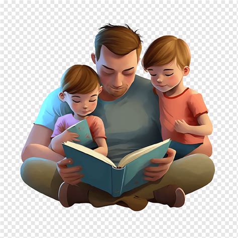 Padres E Hijos Leyendo Juntos Clipart Padre Leyendo Un Libro Junto Con