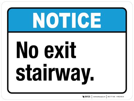 Notice No Exit Stairway Ansi Landscape Wall Sign