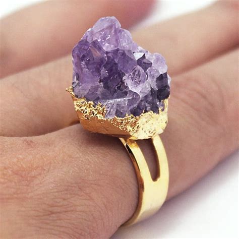 Natural Raw Amethyst Ring Gold Amethyst Rings Amethyst Etsy