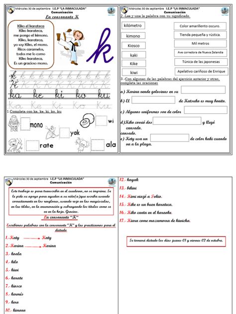 Ejercicios De La Consonante K Pdf