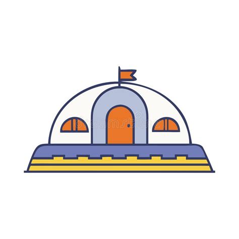 Futuristic Space Station Dome Habitat Icon Stock Vector Illustration