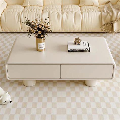 Beige Wood Rectangular Coffee Table On Wood Products