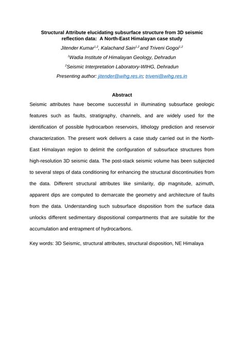 Pdf Structural Attribute Elucidating Subsurface Structure From 3d Seismic Reflection Data A