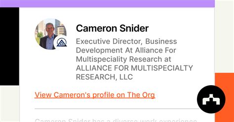 Cameron Snider Executive Director Business Development At Alliance For Multispeciality