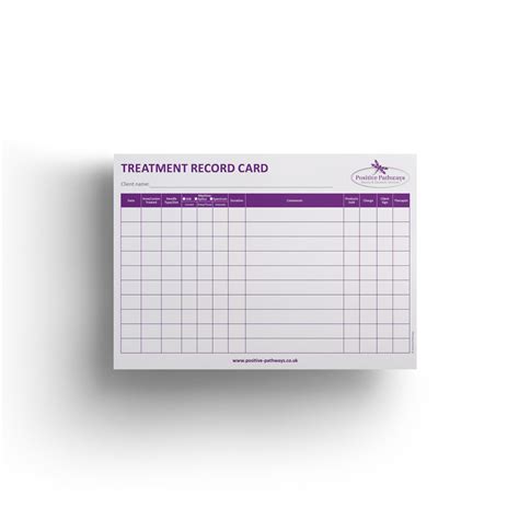 Treatment Record Card Pack 25 Positive Pathways Electrolysis Ltd