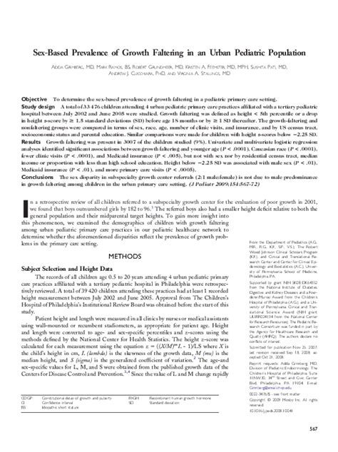 Pdf Sex Based Prevalence Of Growth Faltering In An Urban Pediatric