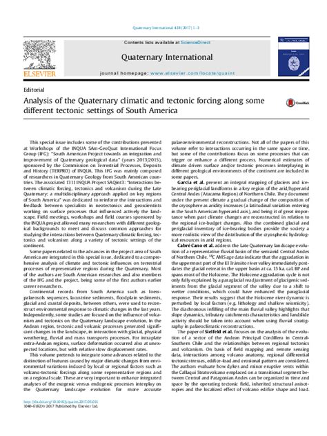 Pdf Analysis Of The Quaternary Climatic And Tectonic Forcing Along
