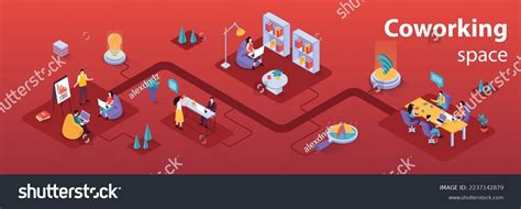Coworking Space Concept 3d Isometric Infographics Stock Vector Royalty Free 2237142879