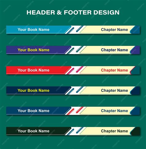 Creative Header And Footer Design Different Color Set Premium Vector
