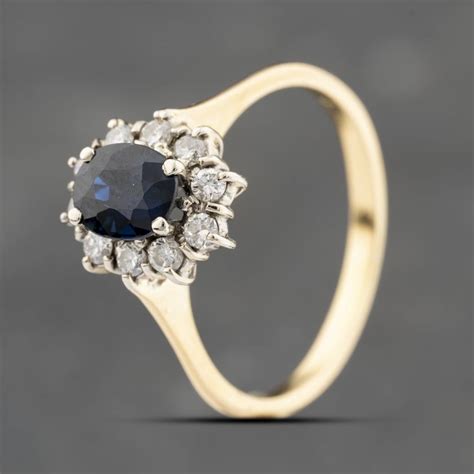 Second Hand 18ct Yellow Gold Sapphire And Diamond Flower Cluster Ring