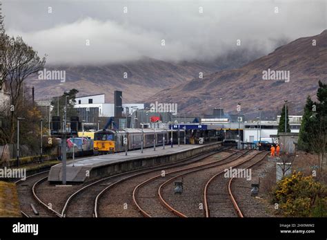 A Class 73 Locomotive Shunting The Carriages From The Caledonian Sleeper Train After It Had