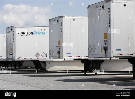 Amazon Prime Truck Trailers Outside Of A Amazon Fulfillment Center In Baltimore Maryland On