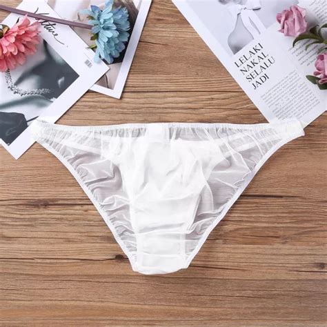 Uk Mens Bulge Pouch Bikini G String Thong Underwear Ruffle Lace Open