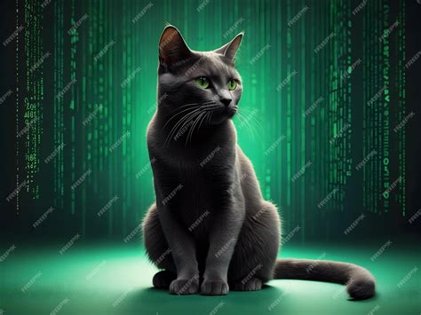 Premium Ai Image A Black Cat With Binary Codes