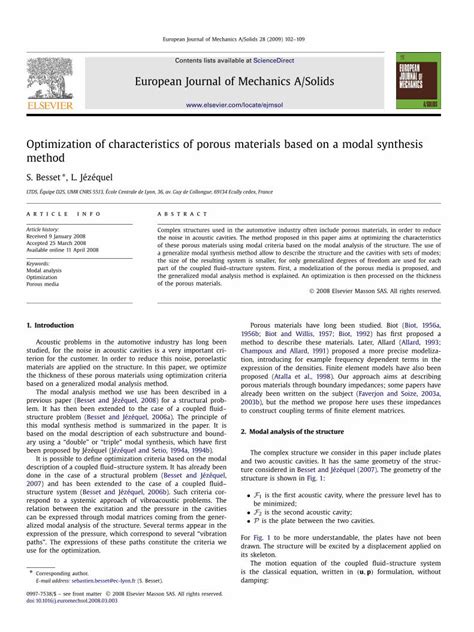 pdf optimization of characteristics of porous materials based on a