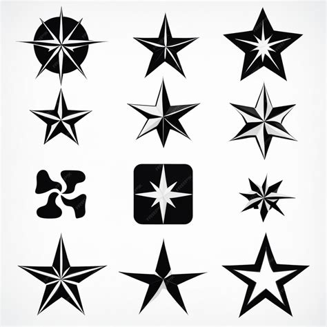 Collection Of Black And White Star Icons And Logos In Vector Format