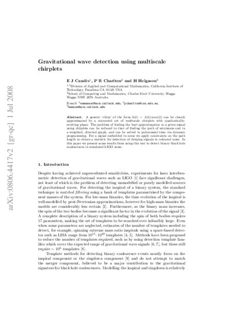 pdf gravitational wave detection using multiscale chirplets