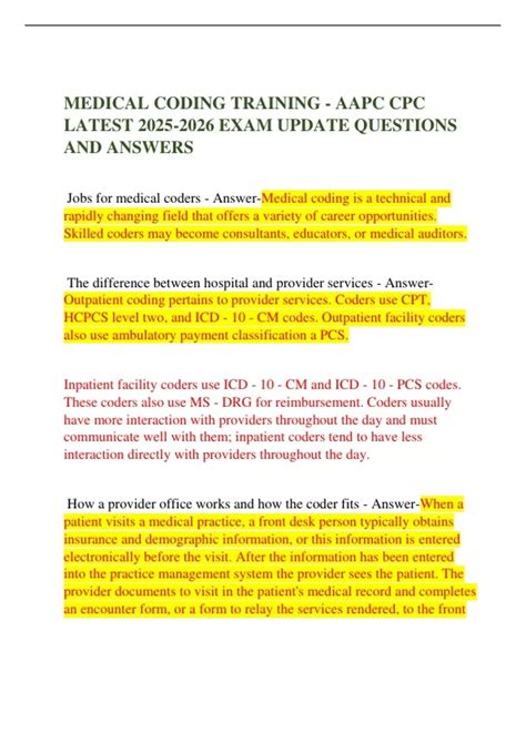 Medical Coding Training Aapc Cpc Latest Exam Update Questions And