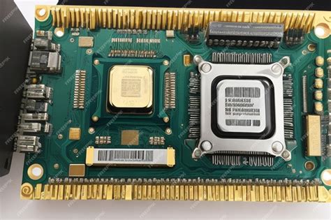 Computer Processor In The Middle Of A Gold Lattice Of Circuit Board