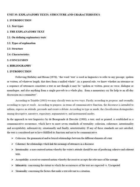 Unit 35 Explanatory Texts Structure And Characteristics Pdf