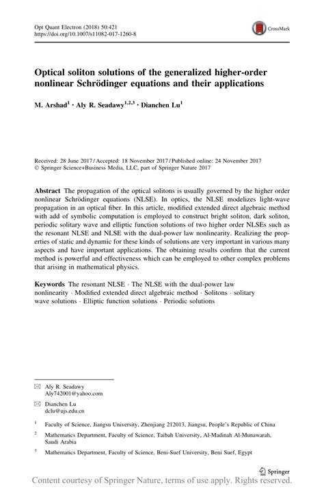 Optical Soliton Solutions Of The Generalized Higher Order Nonlinear Schrödinger Equations And