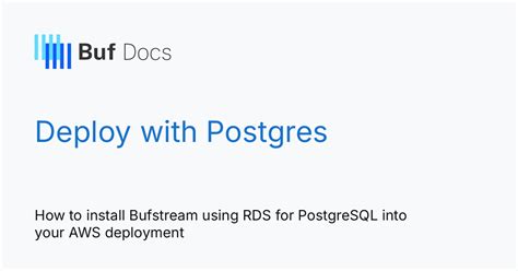 Deploy With Postgres Buf Docs