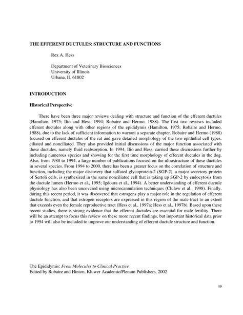 Pdf The Efferent Ductules Structure And Functions