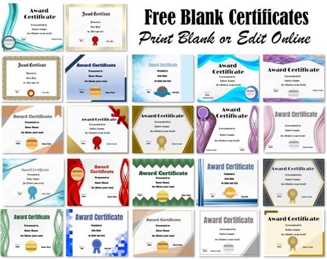 Blank Certificates Printable Free Free Printables Hub