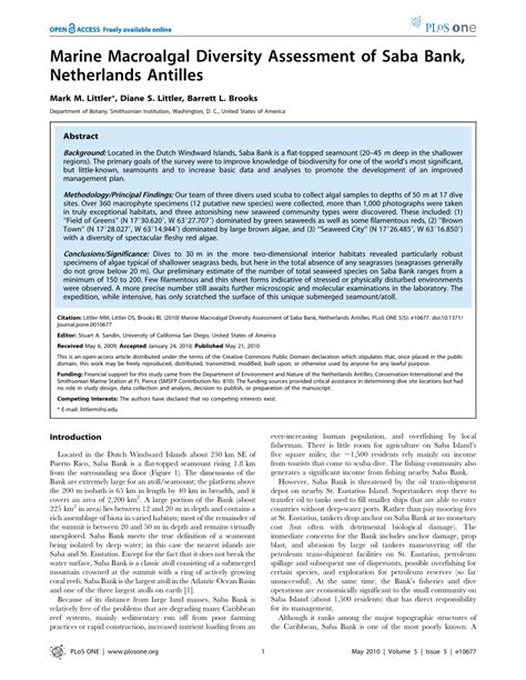 Pdf Marine Macroalgal Diversity Assessment Of Saba Bank Netherlands