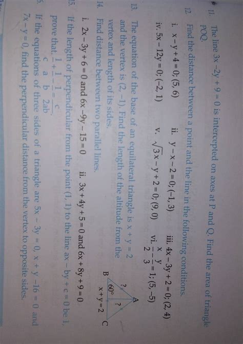 The Equation Of The Base Of An Equilateral Triangle Is X Y 2 And The Vert