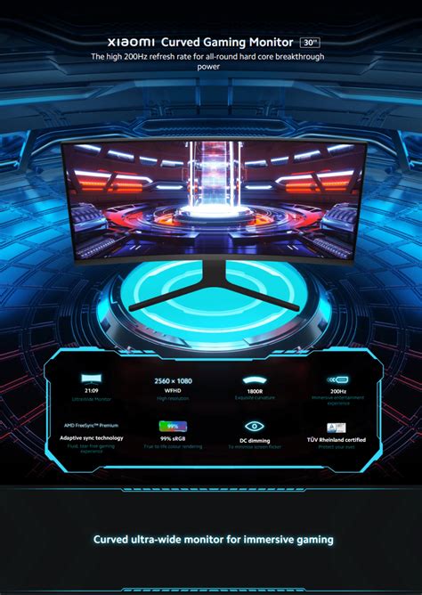 Xiaomi Mi Curved Gaming Monitor Hz High Refresh Rate R Golden Curvature WQHD
